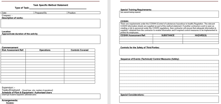 Task Specific Method Statement - Download Editable Construction ...